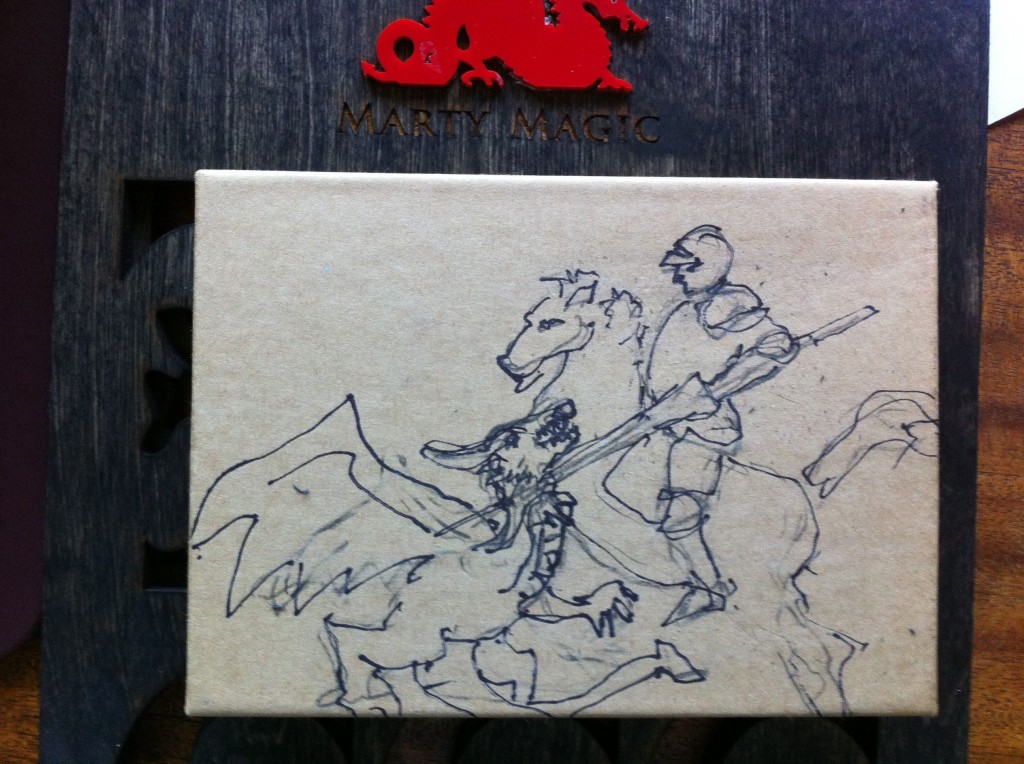 Customer requests: draw a dragon and brave knight on the box. - Marty ...